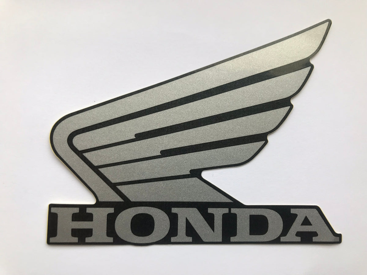 Honda Wings Fuel Tank Decal Wing Stickers 2 x 100mm SILVER & BLACK ...